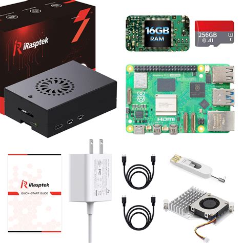 irasptek starter kit for kef16 raspberry pi 5 16gb ram pre loaded with 256gb edition raspberry