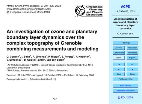 Pdf An Investigation Of Ozone And Planetary Boundary Layer Dynamics Over The Complex