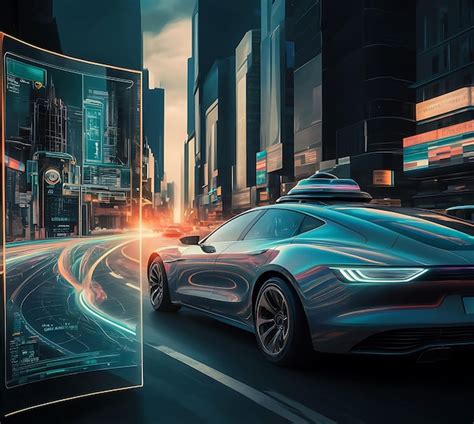 Autonomous Car Driving And Navigation Premium Ai Generated Image
