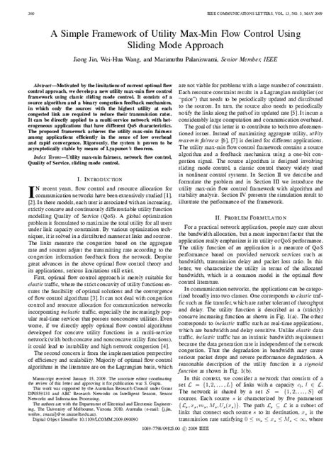 pdf a simple framework of utility max min flow control using sliding mode approach