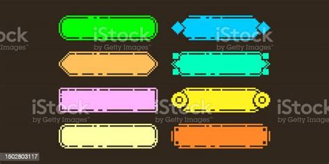 빈 게임 사용자 픽셀 아트 복고풍 플랫포머 스타일의 수평 여러 가지 빛깔의 인터페이스 프레임 그래픽 사용자 인터페이스에 대한