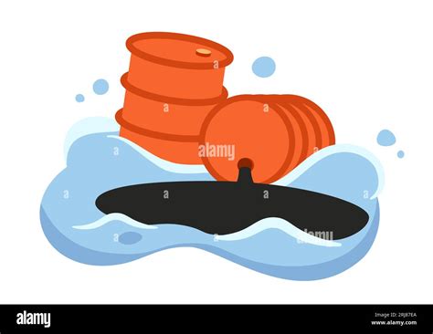 Oil Spill Into Ocean Flat Concept Vector Spot Illustration Stock Vector Image And Art Alamy