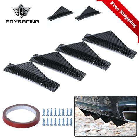 유니버설 4pcs 자동차 후면 범퍼 립 기관총 상어 지느러미 스포일러 골프 Mk5 Mk6 Mk7 Mk75 Mk8 아우디 A3 A4 A6 A7 A8 Tt범퍼