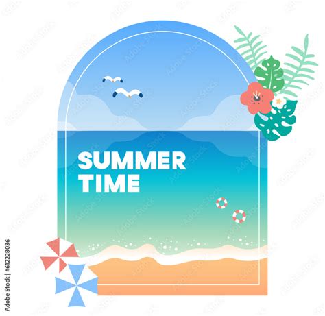 Stockvector 여름 바다 해변 배경 일러스트 벡터 Adobe Stock