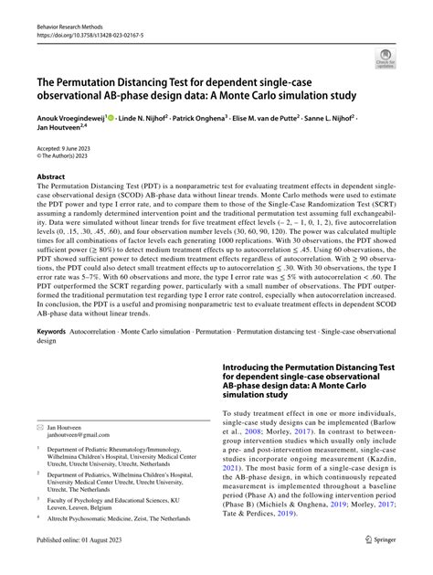Pdf The Permutation Distancing Test For Dependent Single Case