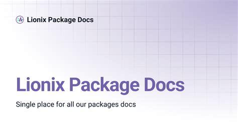 Lionix Package Docs Lionix Package Docs
