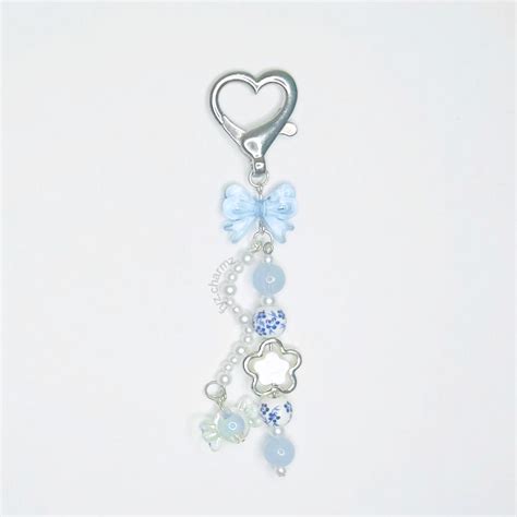 Blue Candy Keychain Cute Beaded Keychain Aesthetic Beaded Keychain