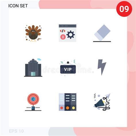 Universal Icon Symbols Group Of 9 Modern Flat Colors Of Twitter Night Programming Board