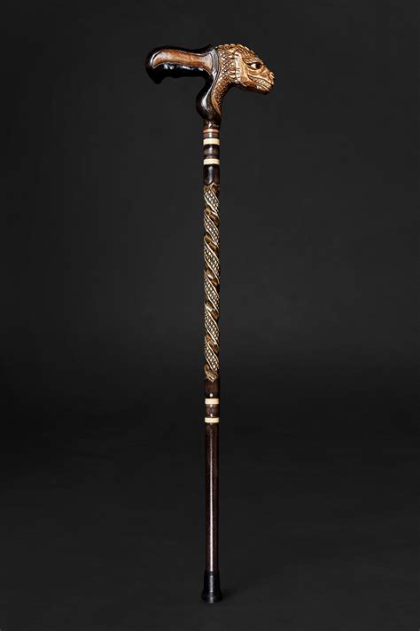 Fantasy Cane Lizard Head Artisan Made Walking Stick Funky Design