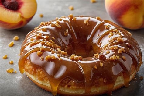 Premium Photo Donut With A Peach Cobbler Glaze
