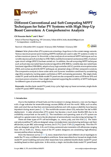 Pdf Different Conventional And Soft Computing Mppt Techniques For