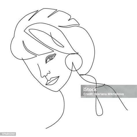 연속 선 그리기 여성 초상화 뷰티 우먼은 한 줄 드로잉 아트에 직면합니다 트렌디 한 줄 그리기 디자인 벡터 일러스트 개념에 대한