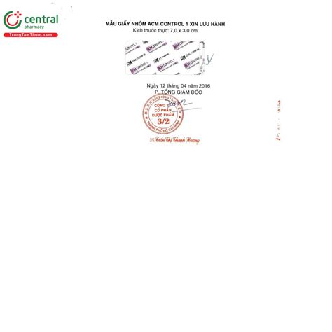Thuốc Acm Control 1 điều Trị Huyết Khối Tĩnh Mạch Sâu Nghẽn Mạch Phổi