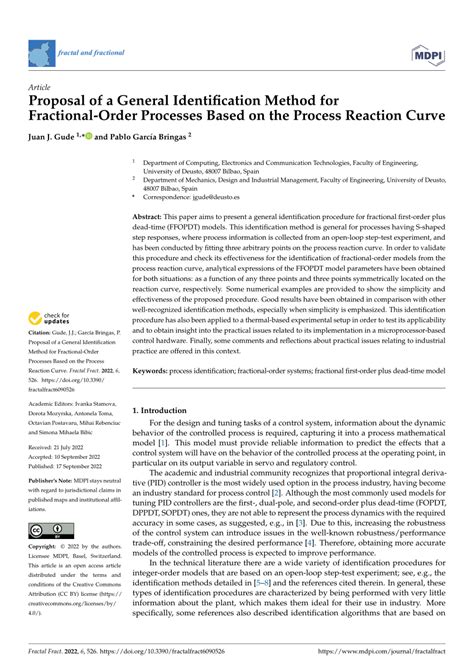 Pdf Proposal Of A General Identification Method For Fractional Order Processes Based On The