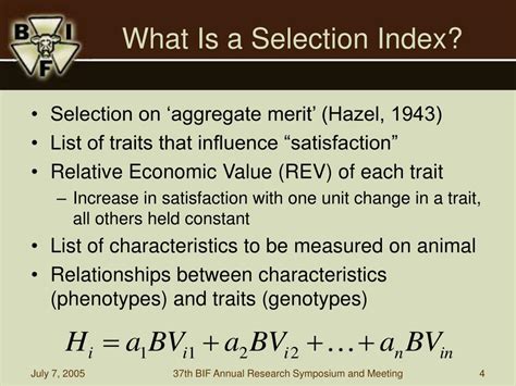Ppt Introduction To Selection Indexes Powerpoint Presentation Free