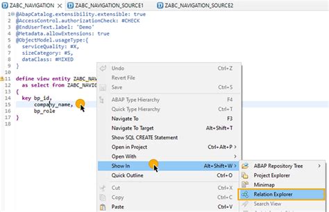 Sap Abap Central How To Navigate Within Abap Cds Source Code And Between Abap Cds Objects