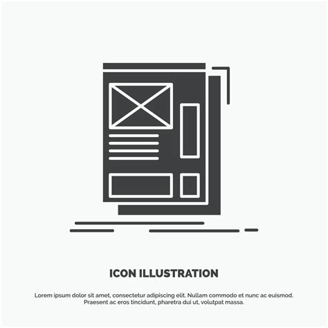 Wire Framing Web Layout Development Icon Glyph Vector Gray Symbol