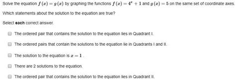 Solve The Equation Fx Gx By Graphing The Functions Fx 4x 1 And Gx 5 On The Same