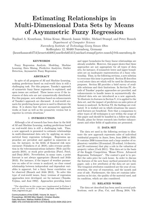 Pdf Estimating Relationships In Multi Dimensional Data Sets By Means Of Asymmetric Fuzzy