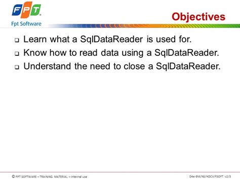 © Fpt Software Training Material Internal Use 04e Bmnshdcvfsoft