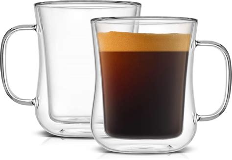Ovalware 500ml Double Wall Glass Coffee Mugs Single Lip