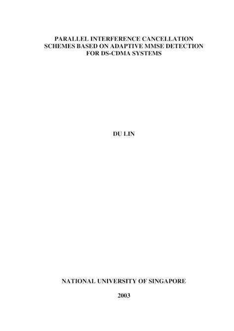 Pdf Parallel Interference Cancellation Schemes Based On · 14 Outline Of The Thesis 6