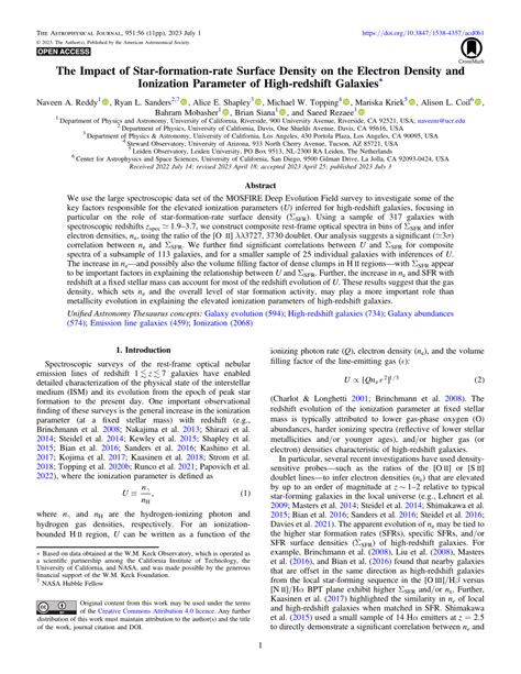 Pdf The Impact Of Star Formation Rate Surface Density On The Electron Density And Ionization
