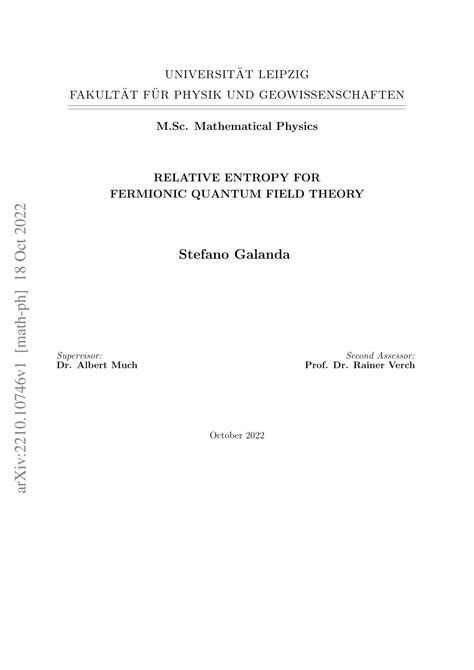Pdf Relative Entropy For Fermionic Quantum Field Theory