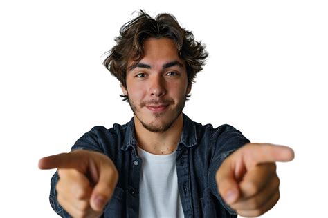 Portrait Of Man Pointing At Camera On Isolated Transparent Background PNG