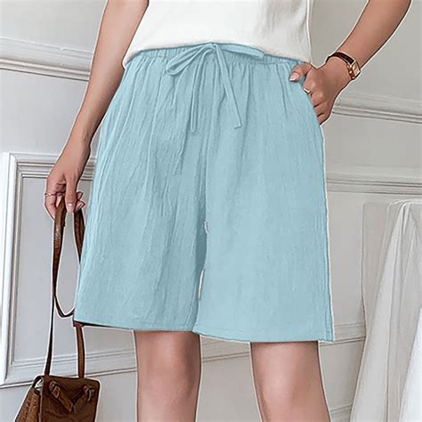Njoeus Womens Summer Bermuda Shorts Women Casual Elastic High Waist
