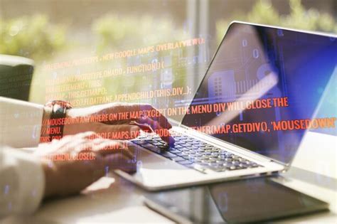 Premium Photo Multi Exposure Of Abstract Creative Coding Sketch And Hands Typing On Computer