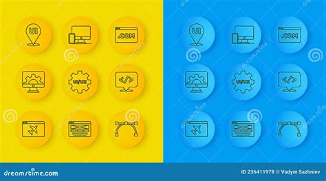 Set Line Website Template Development Ui Or Ux Design Bezier Curve
