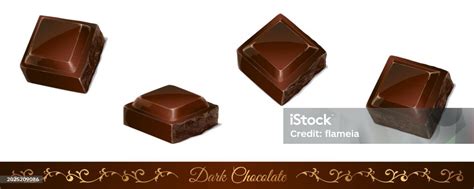 흰색 배경에 고립 된 다크 초콜릿 세트입니다 벡터 일러스트 레이 션 3차원 형태에 대한 스톡 벡터 아트 및 기타 이미지 3차원 형태 갈색 개념 Istock
