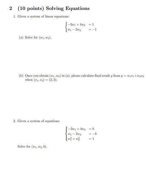 Solved Points Solving Equations Given A System Of Chegg Com