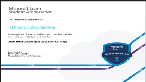 G Prashanti Shiva Sai Priya On Linkedin Microsoft Azure Data Fundamentals Challenge