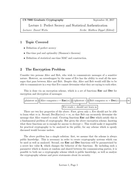Lecture1 Pdf Cryptography Encryption