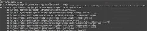 linux ant media server exception in thread main java lang unsupportedclassversionerror