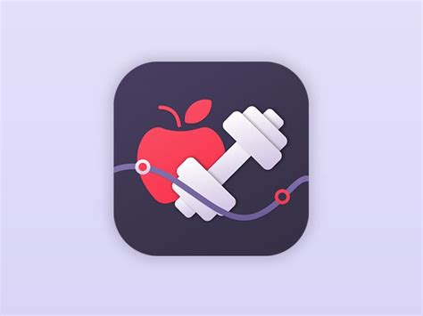 Fitness App Icon Apple And Dumbbells Design