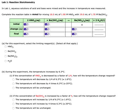 Solved Lab 1 Reaction Stoichiometry In Lab 1 Aqueous Chegg