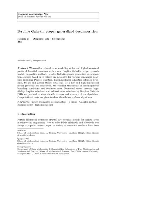 Pdf Galerkin Proper Generalized Decomposition With B Splines