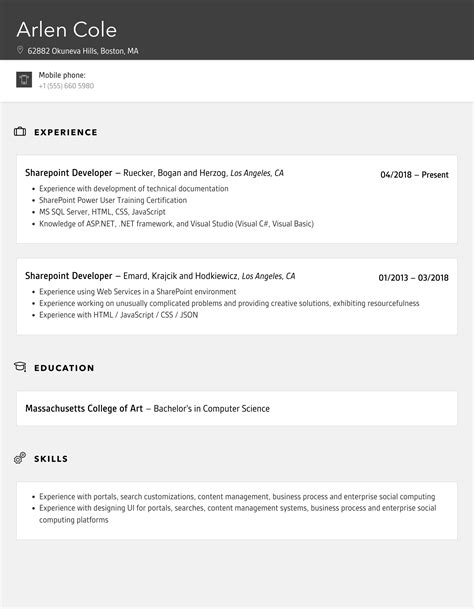 Sharepoint Developer Resume Samples Velvet Jobs