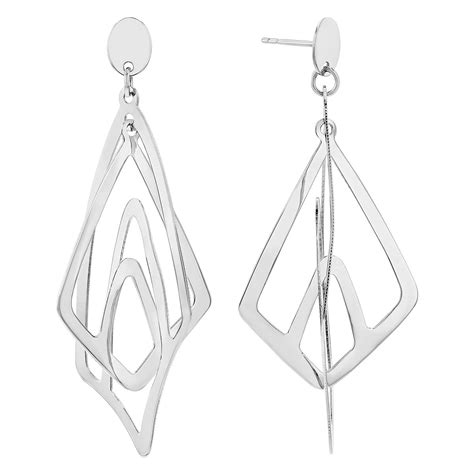 Sterling Silver Interlocked Geometric Kite Dangle Earrings Borsheims