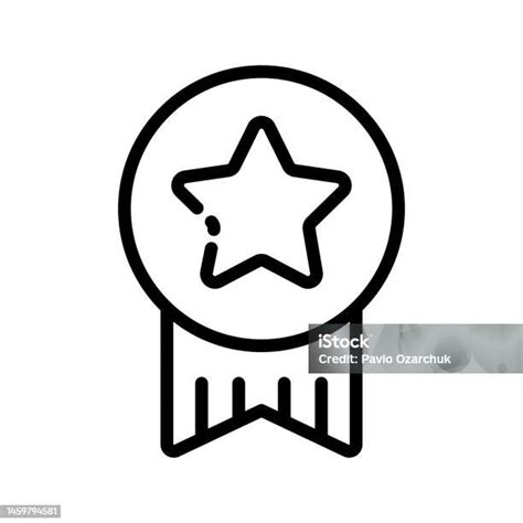 수상 라인 아이콘입니다 메달 리본 스타 업적 승리 리더 챔피언 핸드 챔피언십 위치 순위 경쟁 개념입니다 흰색 배경에 벡터 검은