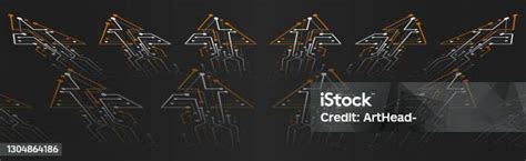 하이테크 배너 또는 프레젠테이션을 위한 템플릿입니다 추상 3d 최신 디지털 데이터 회로 기판으로 만들어진 벡터 원근 미래 화살표 0명에 대한 스톡 벡터 아트 및 기타 이미지