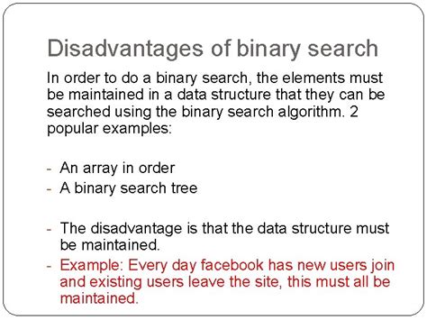 binary search algorithm performance advantages disadvantages examples in