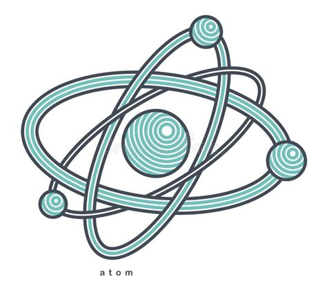 Atom Vector Symbol In Modern Linear Style Isolated On White Science Icon Or Logo Of Elementary