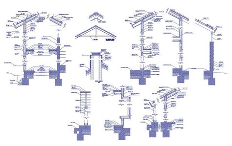 Detail 2d Construction Block Of Wall And Roof Section Autocad File Cadbull