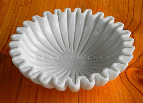 Craftfobia White Marble Ruffle Bowlstone Decorative And