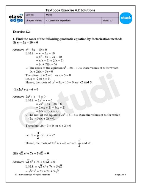 Quadratic Equation Pdf Elementary Geometry Algebra