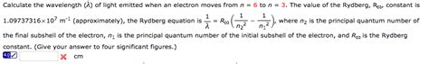 Solved Calculate The Wavelength Lambda Of Light Emitted Chegg Com